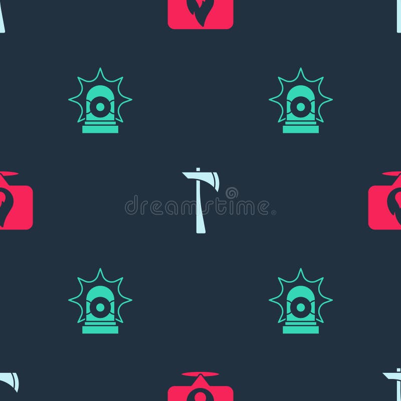 Set Location with Fire Flame, Firefighter Axe and Flasher Siren on ...