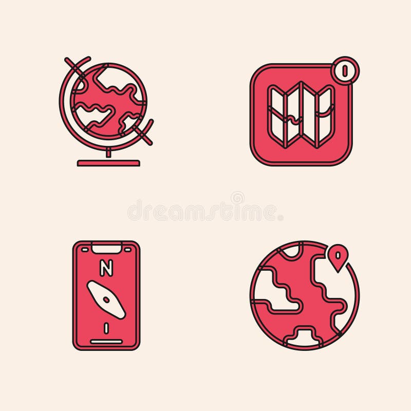 Set Location on the Globe, Earth, Infographic of City Map and Compass ...