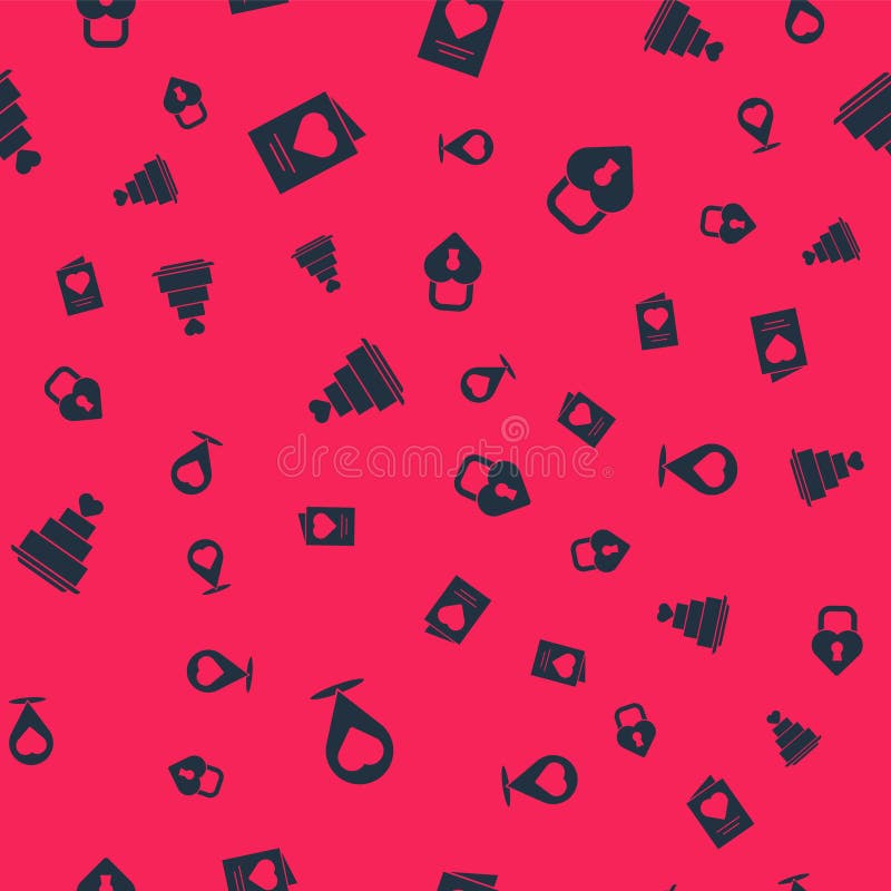 Set Location with Heart, Greeting Card, Wedding Cake and Castle the ...