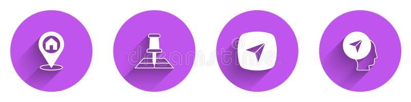 Set Location with House, Folded Map Location Marker, City Navigation ...