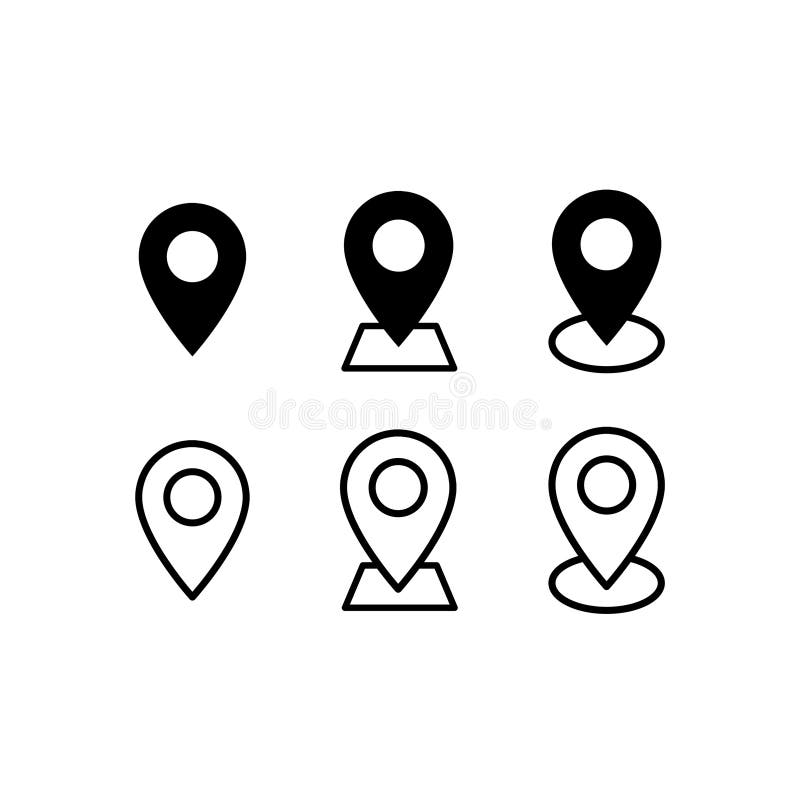 Set of Location Icons. Address Symbols. Editable Stroke Stock Vector ...