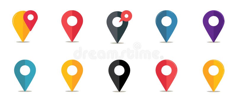 Set of Location Icons, Place Marker on the Map. Location Pointer Icon ...