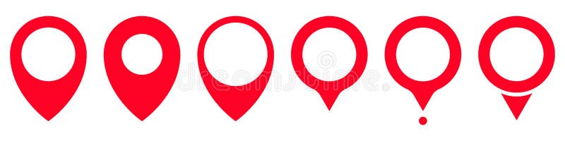 Set of Location Labels. Map Pointer Icon, Location Markers in Red. Set ...