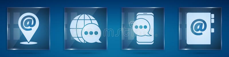 Set Location and Mail and E-mail, World Map Made from Speech Bubble ...