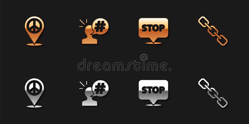 Set Location Peace, Protest, and Chain Link Icon. Vector Stock Vector ...