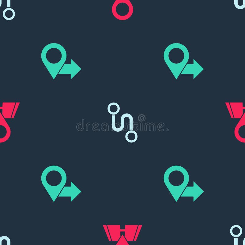 Set Location, Route Location and on Seamless Pattern. Vector Stock ...