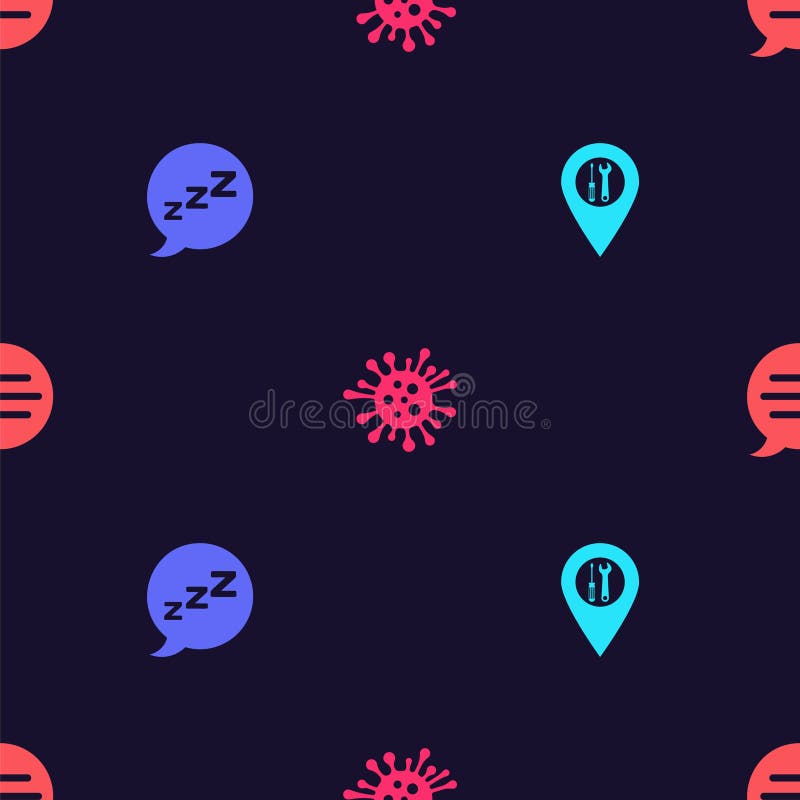 Set Location Service, Speech Bubble with Snoring, Bacteria and Chat on ...