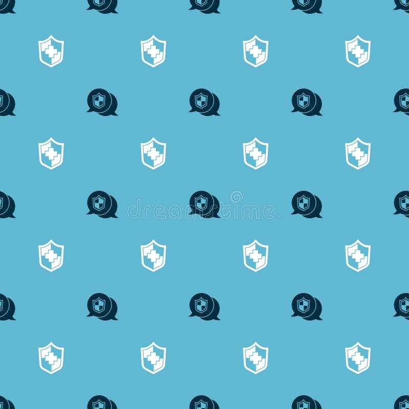 Set Location Shield and Life Insurance with on Seamless Pattern. Vector ...