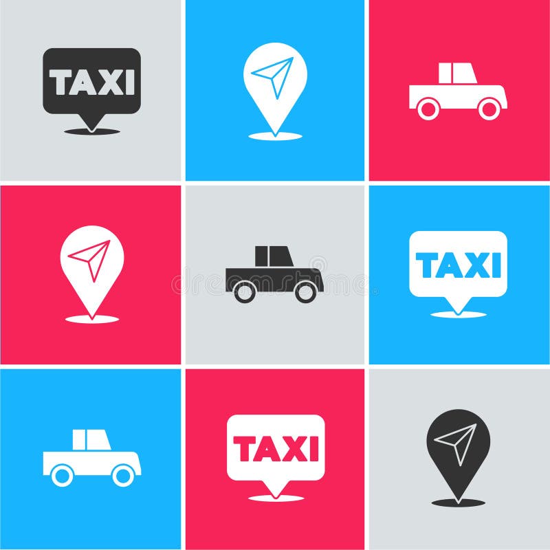 Set Location with Taxi, and Car Icon. Vector Stock Vector ...