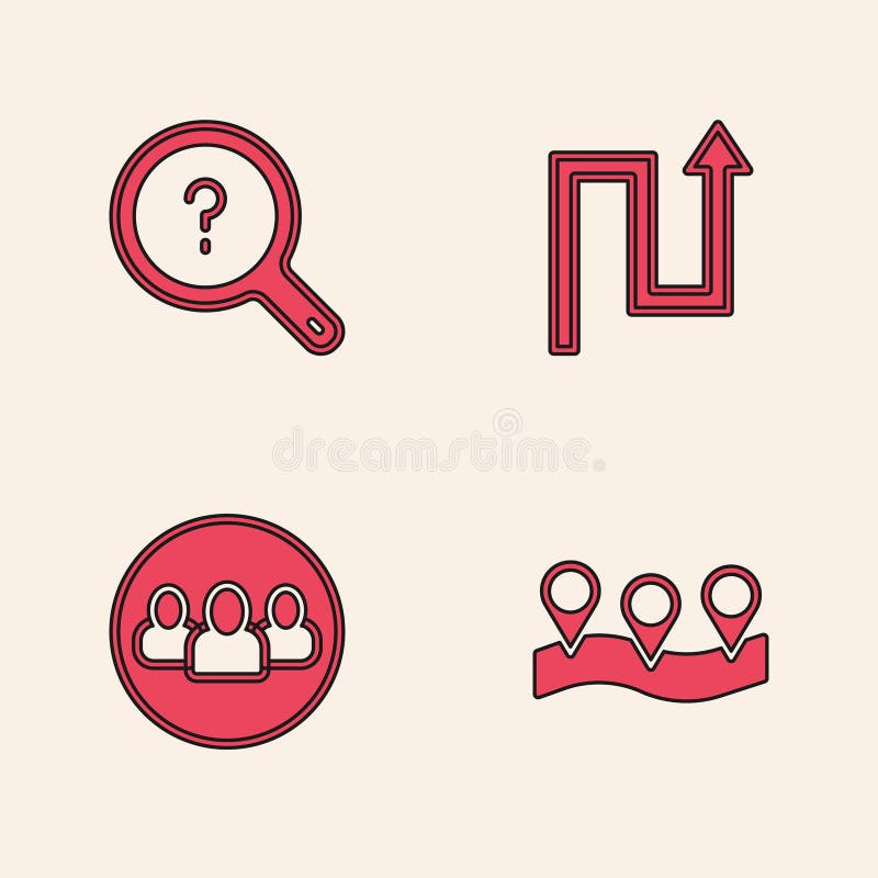 Set Location, Unknown Search, Arrow and Project Team Base Icon. Vector ...