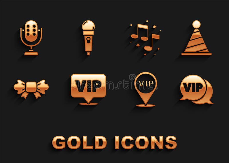 Set Location Vip, Party Hat, in Speech Bubble, Bow Tie, Music Note ...