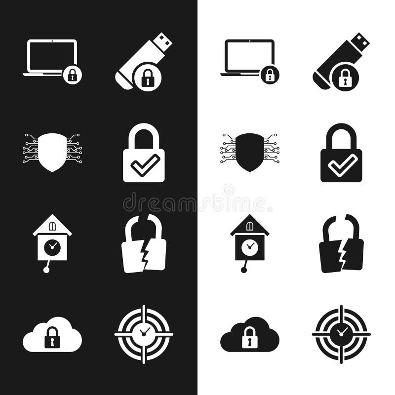 Set Lock and Check Mark, Cyber Security, Laptop Lock, USB Flash Drive ... Set Lock and Check Mark, Cyber Security, Laptop Lock, USB Flash Drive ...