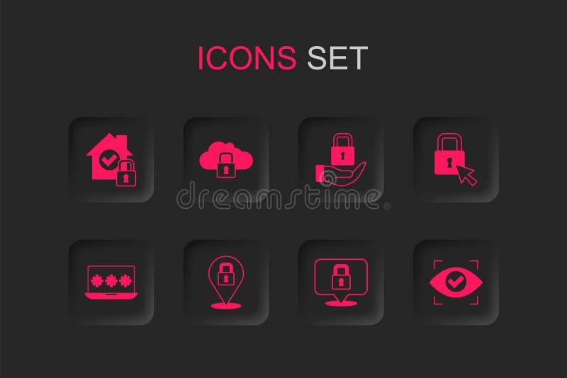 Set Lock, Cloud Computing Lock, House Under Protection, Eye Scan, and ... Set Lock, Cloud Computing Lock, House Under Protection, Eye Scan, and ...