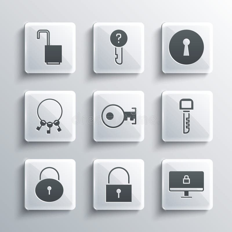 Set Lock, on Computer Monitor, Key, Bunch of Keys, Open Padlock and ...