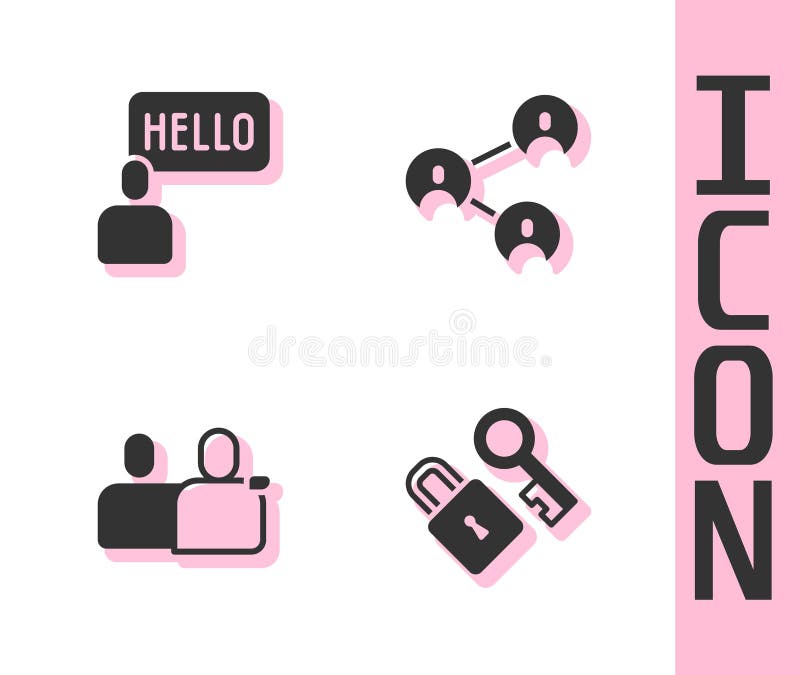 Set Lock with Key, Acquaintance, BFF or Best Friends Forever and Icon ...