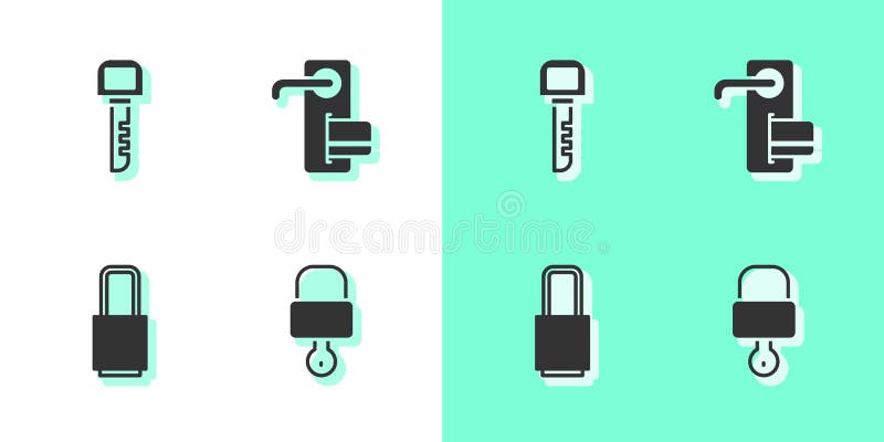 Set Lock and Key, Key, and Digital Door Lock Icon. Vector Stock Vector ...