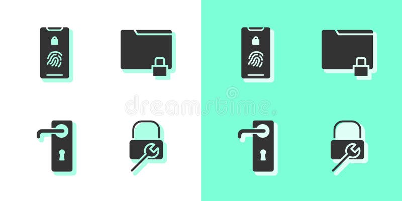 Set Lock Repair, Mobile with Fingerprint Scan, Door Handle and Folder ...