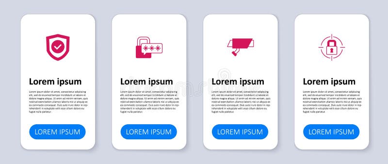 Set Lock, Security Camera, Cyber Security and Shield with Check Mark ...