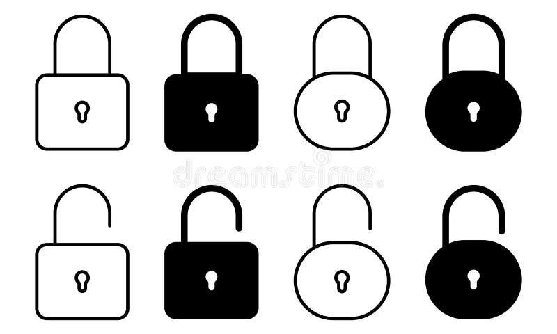 Set of Lock and Unlock Icons Stock Vector - Illustration of safe ...