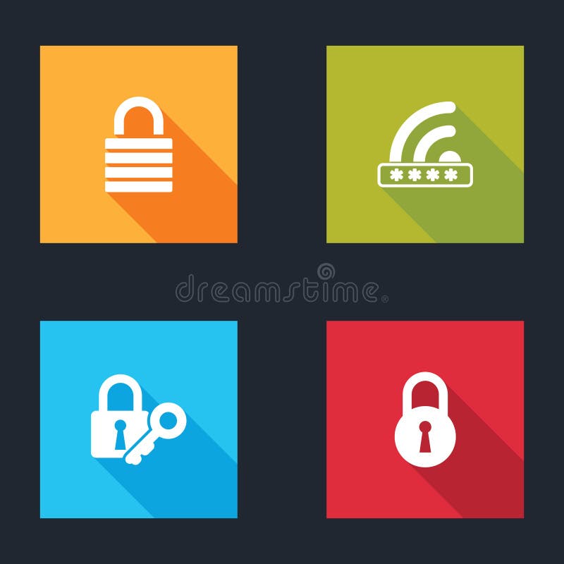 Set Lock, Wifi Locked, and Key and Icon. Vector Stock Vector ...