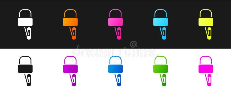 Set Lockpicks or Lock Picks for Lock Picking Icon Isolated on Black and ...