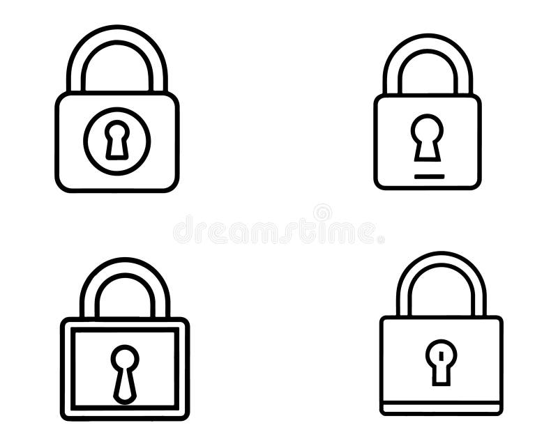 Set of Locks Drawn by Hands Vector Illustration on White Background ...