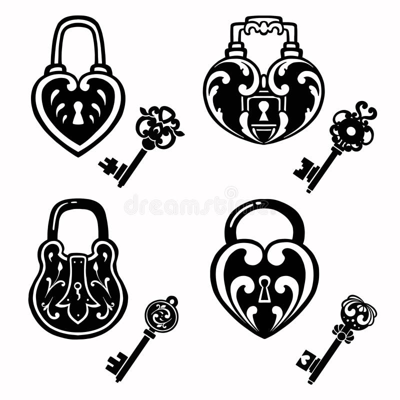 Old Locks Vector Silhouette Stock Illustrations – 135 Old Locks Vector ...