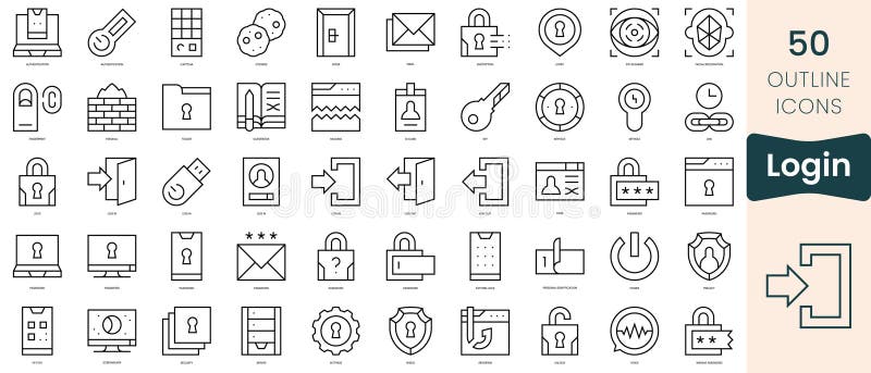 Set of Login Icons. Thin Linear Style Icons Pack Stock Vector ...
