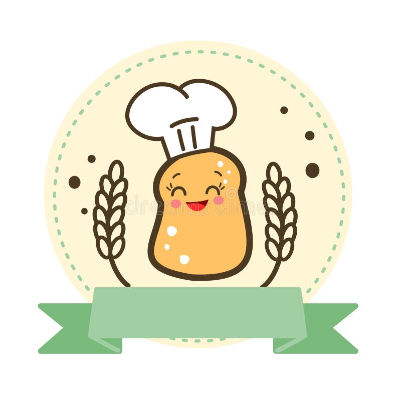 Logo Cute Bread Crispy Vector. Stock Vector - Illustration of happy ...