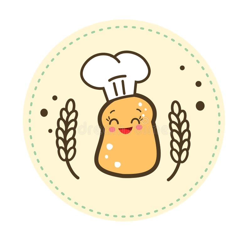 Logo Cute Bread Crispy Vector. Stock Vector - Illustration of brown ...
