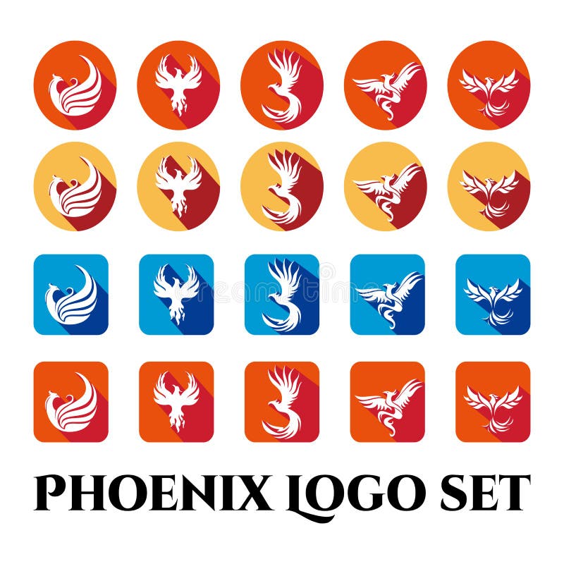 Set Logo Design Icon Phoenix Stock Vector - Illustration of emblem ...