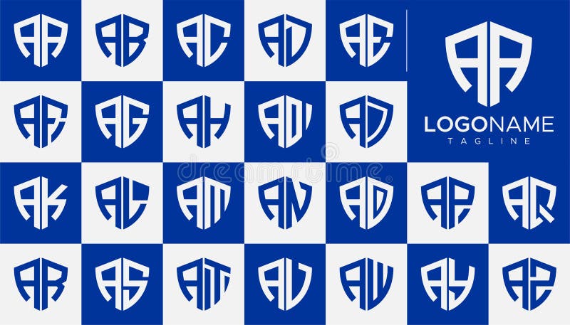 Set of a Logo Design Template in the Shield Form. a Letter Logo Design ...