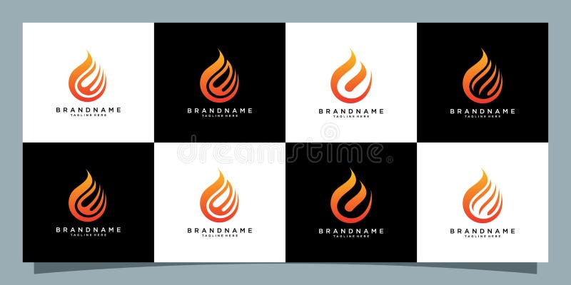 Set of Logo Fire Monogram Logo Vector Design Template Stock Vector ...