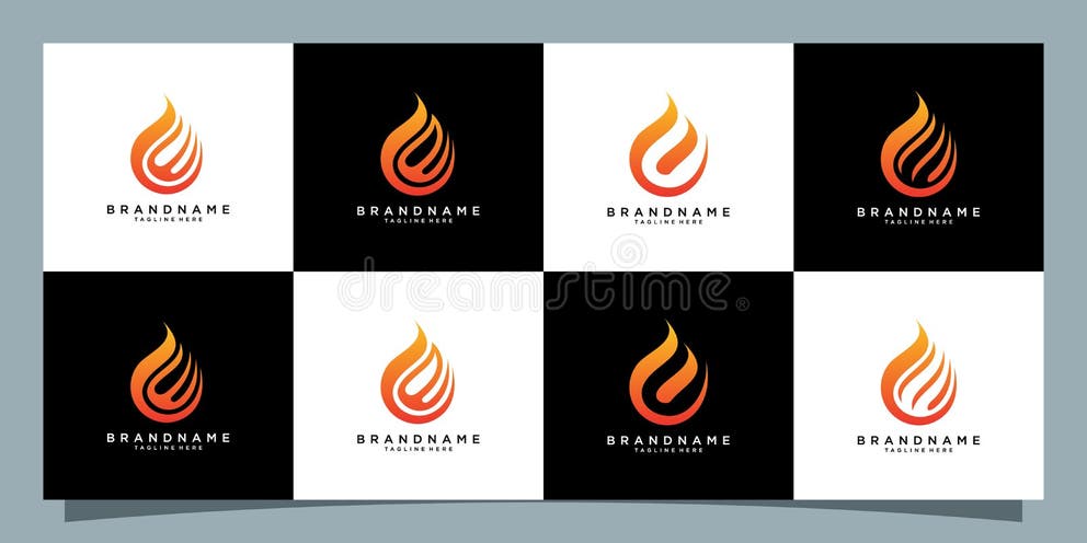 Set of Logo Fire Monogram Logo Vector Design Template Stock Vector ...
