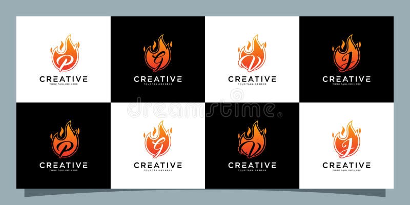 Set of Logo Fire Monogram Logo Vector Design Template Stock Vector ...