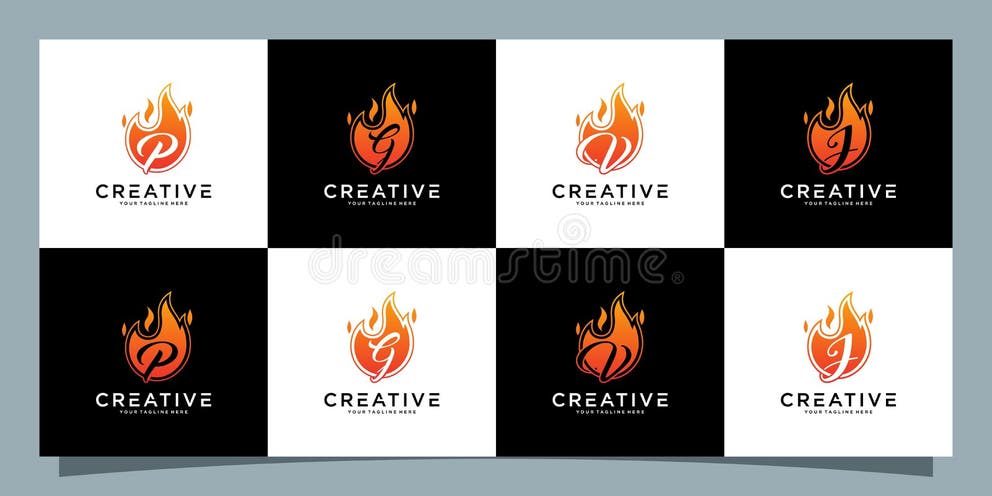 Set of Logo Fire Monogram Logo Vector Design Template Stock Vector ...