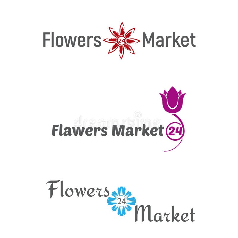 Set Logo flowers market 24 stock vector. Illustration of element - 99892906
