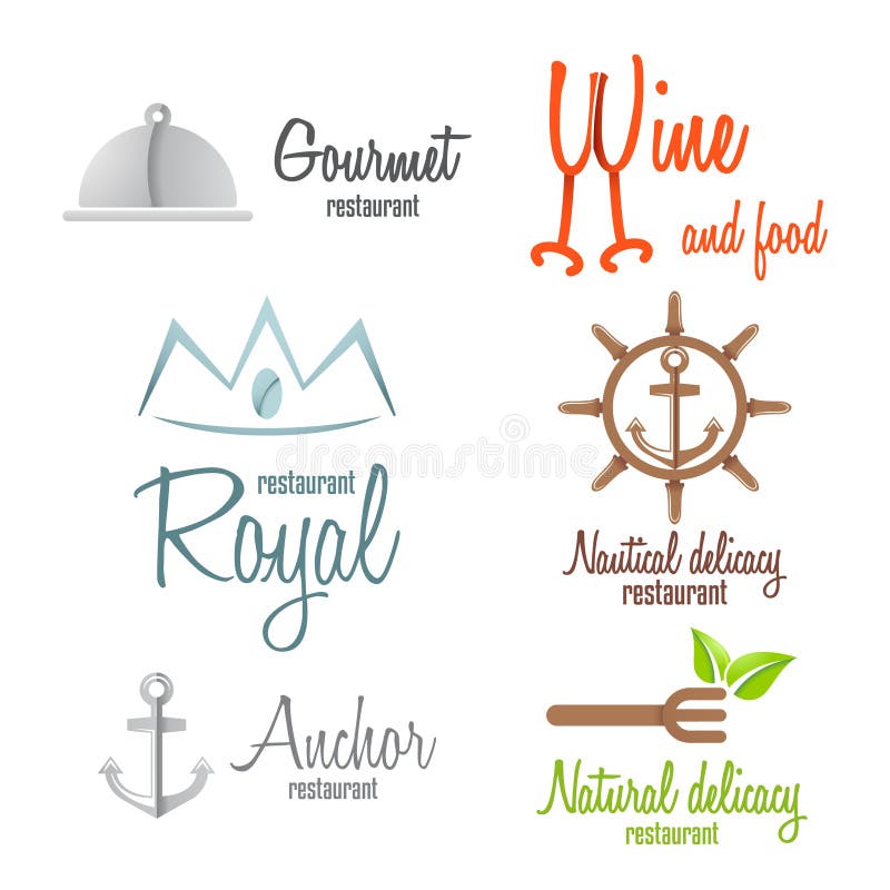 Set of Logo and Logotype Elements for Restaurant Stock Vector ...