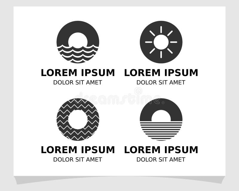 Set Logo.ocean and Sun Icon, Logo Template, Negative Space Ocean Logo ...