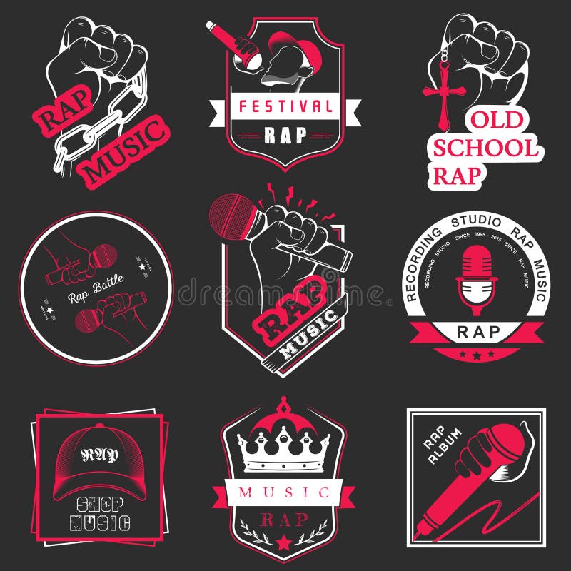 Set of Logos and Badges Music Stock Illustration - Illustration of ...