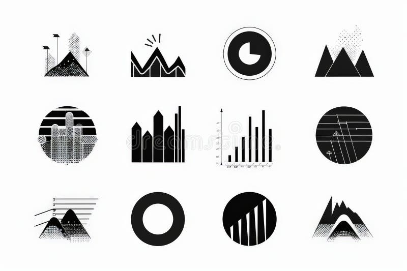 Set of Logos with Black Chart Histogram Infographic Icon Logo Design ...