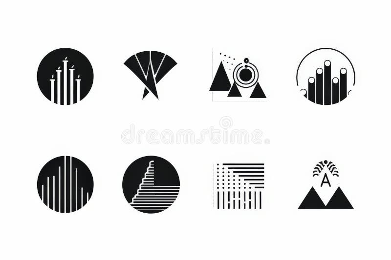 Set of Logos with Black Chart Histogram Infographic Icon Logo Design ...