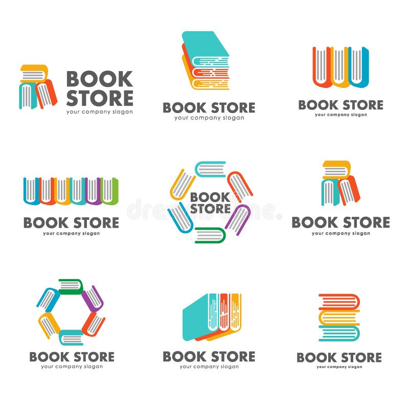 Set of Logos for the Book Store Stock Vector - Illustration of flat ...