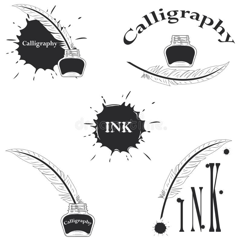 Set of Logos for Calligraphy Stock Vector - Illustration of vector ...