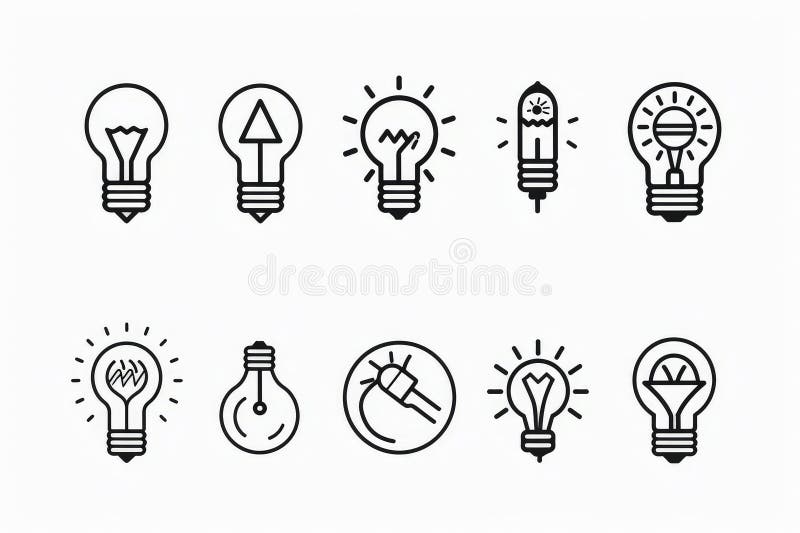 Set of Logos with Creative Technology Bulb Icon Logo Design with Black ...