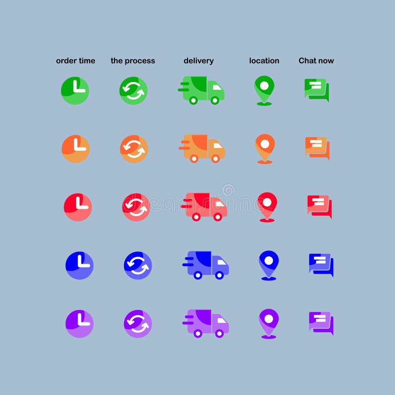 Set of Logos Ecommerse Time Process Delivery Location Message Vector ...