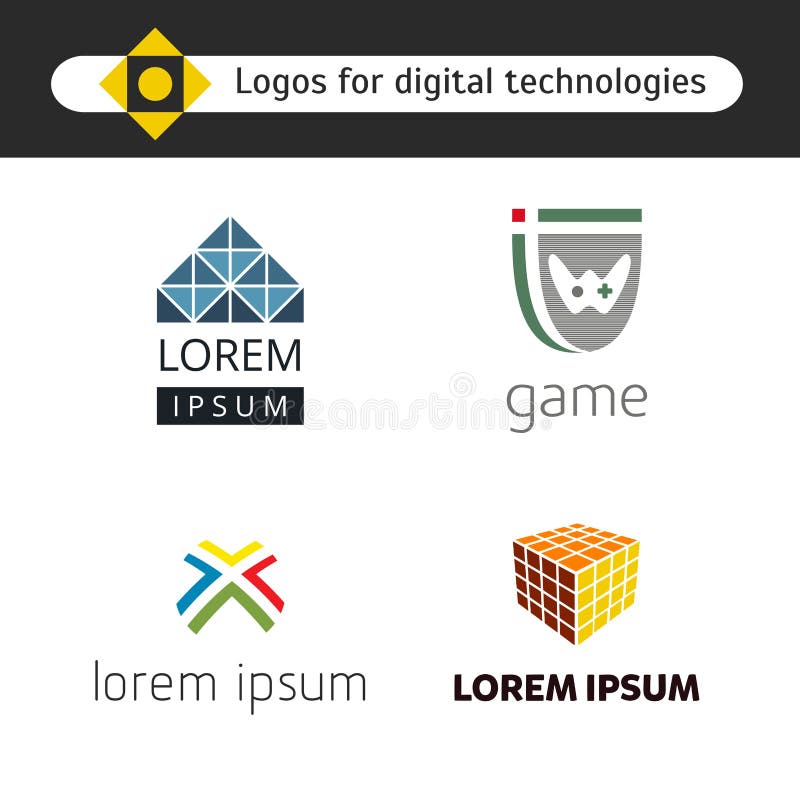 Set of logos for games stock illustration. Illustration of mobile ...