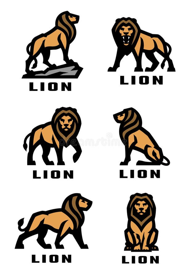 A set of logos with lions. stock illustration. Illustration of lion ...