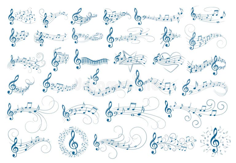 Set Logos with Musical Notes. Stock Vector - Illustration of vector ...
