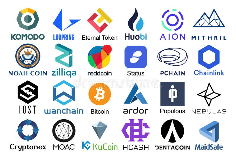 Cryptocurrencies Vector Logos Stock Illustrations – 37 Cryptocurrencies ...